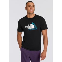 T-Shirt The North Face "M MOUNTAIN FOUNDATION SS TEE-GRAPHIC", Damen, Gr. S, tnf schwarz, Obermaterial: 100% Polyester, Shirts T-Shirt, sportlicher Stil, kurze &Auml;rmel, schnelltrocknendes Material