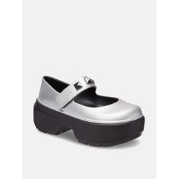 Crocs Ballerinas "Stomp Metallic Jane" in Silber/ Schwarz - 40% | Gr&ouml;&szlig;e 37/38 | Damen-ballerinas