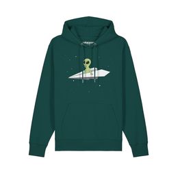 Watapparel Sweatshirt ' Alien on a paper plane ' Herren Gr&ouml;&szlig;e XXXL petrol / mischfarben