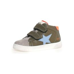 Naturino Leder-Sneakers "Pinn" in Khaki/ Orange/ Hellblau - 44% | Gr&ouml;&szlig;e 35 | Kindersneakers