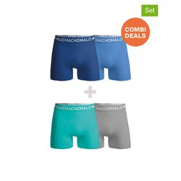 MUCHACHOMALO 4er-Set: Boxershorts in Blau/ T&uuml;rkis/ Grau - 58% | Gr&ouml;&szlig;e L | Herren-waesche
