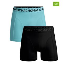 MUCHACHOMALO 2er-Set: Boxershorts in T&uuml;rkis/ Schwarz - 51% | Gr&ouml;&szlig;e M | Herren-waesche