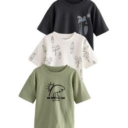 next T-Shirts '3er-Pack' Jungen Gr&ouml;&szlig;e 92 khaki / schwarz / wei&szlig;