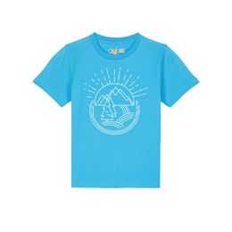 watabout.kids T-Shirt 'Natur ist Sch&ouml;n' Jungen Gr&ouml;&szlig;e 98/104 aqua / wei&szlig;
