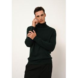 Just Cashmere Kaschmir-Rollkragenpullover "Connor" in Dunkelgr&uuml;n - 62% | Gr&ouml;&szlig;e XL | Herren-plussize