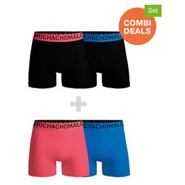 MUCHACHOMALO 4er-Set: Boxershorts in Schwarz/ Pink/ Blau - 57% | Gr&ouml;&szlig;e L | Herren-waesche