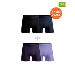 MUCHACHOMALO 4er-Set: Boxershorts in Schwarz/ Dunkelblau/ Lila - 58% | Gr&ouml;&szlig;e S | Herren-waesche