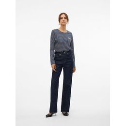 V&eacute;ro Moda Vero Moda Longsleeve in Dunkelblau/ Wei&szlig; - 65% | Gr&ouml;&szlig;e M | Damen-tops