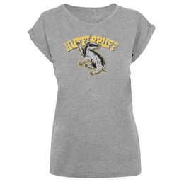 F4NT4STIC T-Shirt 'Harry Potter Hufflepuff Sport Emblem' Damen Gr&ouml;&szlig;e 5XL gelb / grau / schwarz