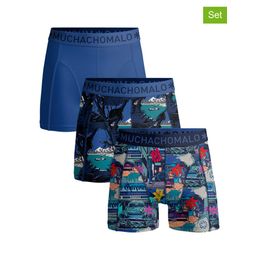 MUCHACHOMALO 3er-Set: Boxershorts in Blau/ Bunt - 58% | Gr&ouml;&szlig;e M | Herren-waesche