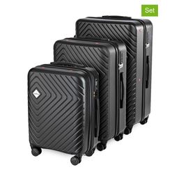 Compactor 3tlg. Hardcase-Trolleyset in Schwarz - 64% | Damen-koffer-reisegepaeck