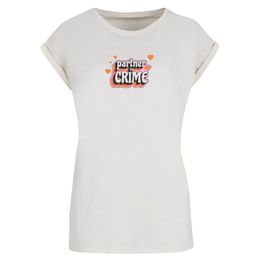F4NT4STIC T-Shirt 'Partner In Crime Valentinstag' Damen Gr&ouml;&szlig;e 5XL sand / rosa / wei&szlig;