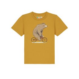 watabout.kids T-Shirt 'Fahrradb&auml;r' Jungen Gr&ouml;&szlig;e 134/146 beige / ocker / hellbraun / rot