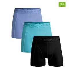 MUCHACHOMALO 3er-Set: Boxershorts in Blau/ T&uuml;rkis/ Schwarz - 49% | Gr&ouml;&szlig;e M | Herren-waesche
