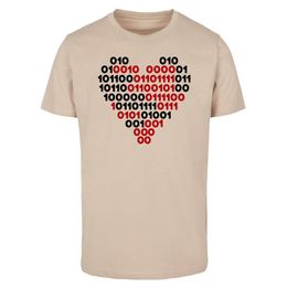 F4NT4STIC T-Shirt 'I love you 01001001 Binary Code Herz Valentinstag' Herren Gr&ouml;&szlig;e XL beige / rot / schwarz