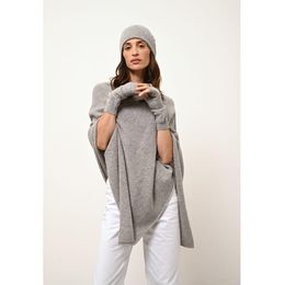Just Cashmere Kaschmir-Poncho "Ashley" in Grau - 64% | Gr&ouml;&szlig;e M | Damenjacken