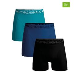MUCHACHOMALO 3er-Set: Boxershorts in T&uuml;rkis/ Dunkelblau/ Schwarz - 56% | Gr&ouml;&szlig;e S | Herren-waesche