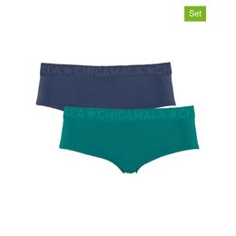 MUCHACHOMALO 2er-Set: Pantys in Dunkelblau/ T&uuml;rkis - 55% | Gr&ouml;&szlig;e S | Damen-unterteile
