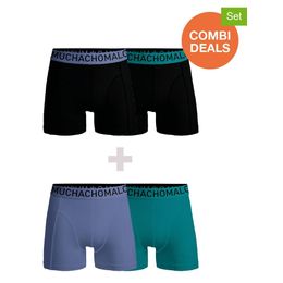MUCHACHOMALO 4er-Set: Boxershorts in Schwarz/ T&uuml;rkis/ Blau - 56% | Gr&ouml;&szlig;e XXL | Herren-waesche