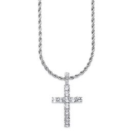 Bruno Banani Herren Kette mit Anh&auml;nger &raquo;Schmuck Geschenk Kordelkette aus Edelstahl mit gro&szlig;em Kreuz&laquo; mit Zirkonia (synth.)