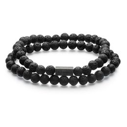 True Rebels Herren Armband &raquo;Set: TR307&laquo; mit Lavastein