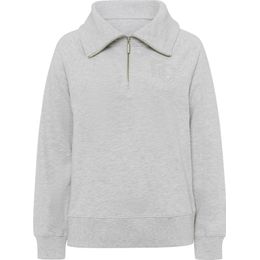 Heine Damen Sweatshirt mit Troyer-Kragen hellgrau-meliert Gr&ouml;&szlig;e 38