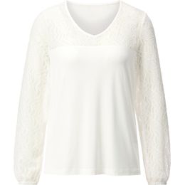 CR&Eacute;ATION L Damen Spitzenshirt mit elastischen &Auml;rmelb&uuml;ndchen champagner Gr&ouml;&szlig;e 38