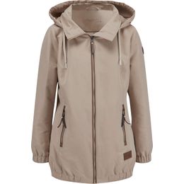 CR&Eacute;ATION L Damen Freizeitjacke mit Lederimitat-Paspeln beige Gr&ouml;&szlig;e 36