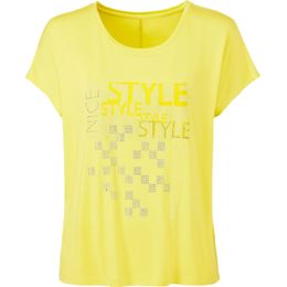 Heine Damen Rundhalsshirt mit Glitzersteinchen limone Gr&ouml;&szlig;e 42