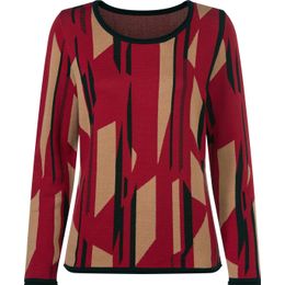 CR&Eacute;ATION L Damen Pullover mit Jacquardmuster allover camel-rot-gemustert Gr&ouml;&szlig;e 36