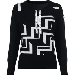 CR&Eacute;ATION L Damen Pullover mit Grafik-Jacquard-Muster schwarz-wei&szlig;-gemustert Gr&ouml;&szlig;e 40