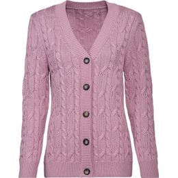 CR&Eacute;ATION L Damen Strickjacke mit Ajourmuster ros&eacute; Gr&ouml;&szlig;e 54