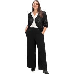 sheego Damen Hose mit High-Waist-Bund und weitem Bein schwarz Gr&ouml;&szlig;e 52
