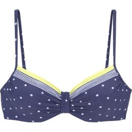 Lascana Damen B&uuml;gel-Bikini-Top blau-gelb-bedruckt Gr&ouml;&szlig;e 36B