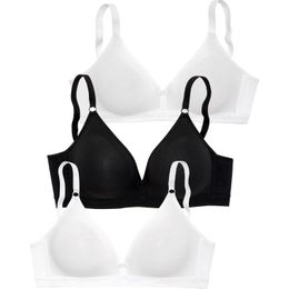 Petite Fleur Damen Bralette-BH 2xwei&szlig;+1xschwarz Gr&ouml;&szlig;e 85A