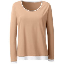 Heine Damen 2-in-1-Langarmshirt im Lagen-Look camel-ecru Gr&ouml;&szlig;e 34