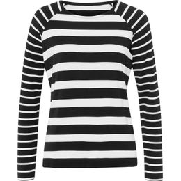 Heine Damen Langarmshirt im Streifendessin schwarz-ecru-gestreift Gr&ouml;&szlig;e 50