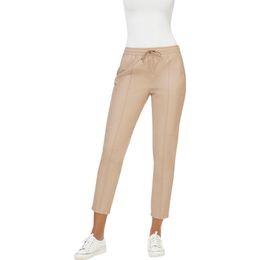 CR&Eacute;ATION L Damen Lederimitathose mit weitenregulierbarem Bund beige Gr&ouml;&szlig;e 40