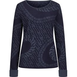 CR&Eacute;ATION L Damen Jacquard-Pullover in weicher Qualit&auml;t marine-rauchblau-gemustert Gr&ouml;&szlig;e 38