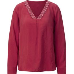 CR&Eacute;ATION L Damen Langarmbluse in matt-gl&auml;nzender Modal-Qualit&auml;t kirsche Gr&ouml;&szlig;e 36