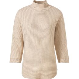 Heine Damen Stehkragenpullover mit Rippenstrick beige-meliert Gr&ouml;&szlig;e 42