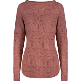 CR&Eacute;ATION L Damen Ajourpullover mit abgerundetem Saum rosenholz Gr&ouml;&szlig;e 36