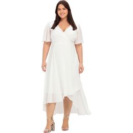 sheego Damen Chiffonkleid mit asymmetrischem Saum offwhite Gr&ouml;&szlig;e 46