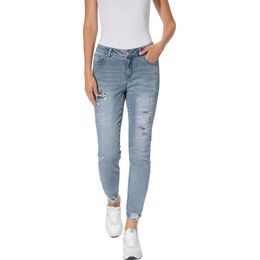 Heine Damen Jeans mit Lettering blue-bleached Gr&ouml;&szlig;e 50