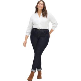 sheego Damen Jeans mit Kontrastn&auml;hten blue black denim Gr&ouml;&szlig;e 24