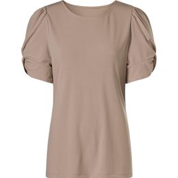 Heine Damen Kurzarmshirt mit Raffungen sesam Gr&ouml;&szlig;e 40
