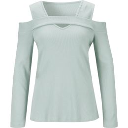 CR&Eacute;ATION L Damen Langarmshirt in schulterfreiem Schnitt kalkmint Gr&ouml;&szlig;e 40