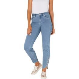 CR&Eacute;ATION L Damen 5-Pocket-Jeans mit Glitzersteinchen blue-bleached Gr&ouml;&szlig;e 38