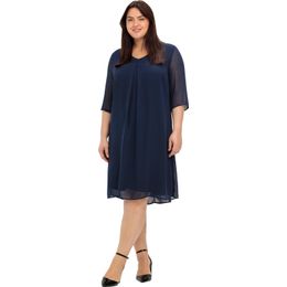 sheego Damen Cocktailkleid im Lagenlook marine Gr&ouml;&szlig;e 58