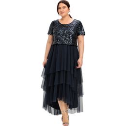 sheego Damen Abendkleid mit Paillettenoberteil nachtblau Gr&ouml;&szlig;e 50
